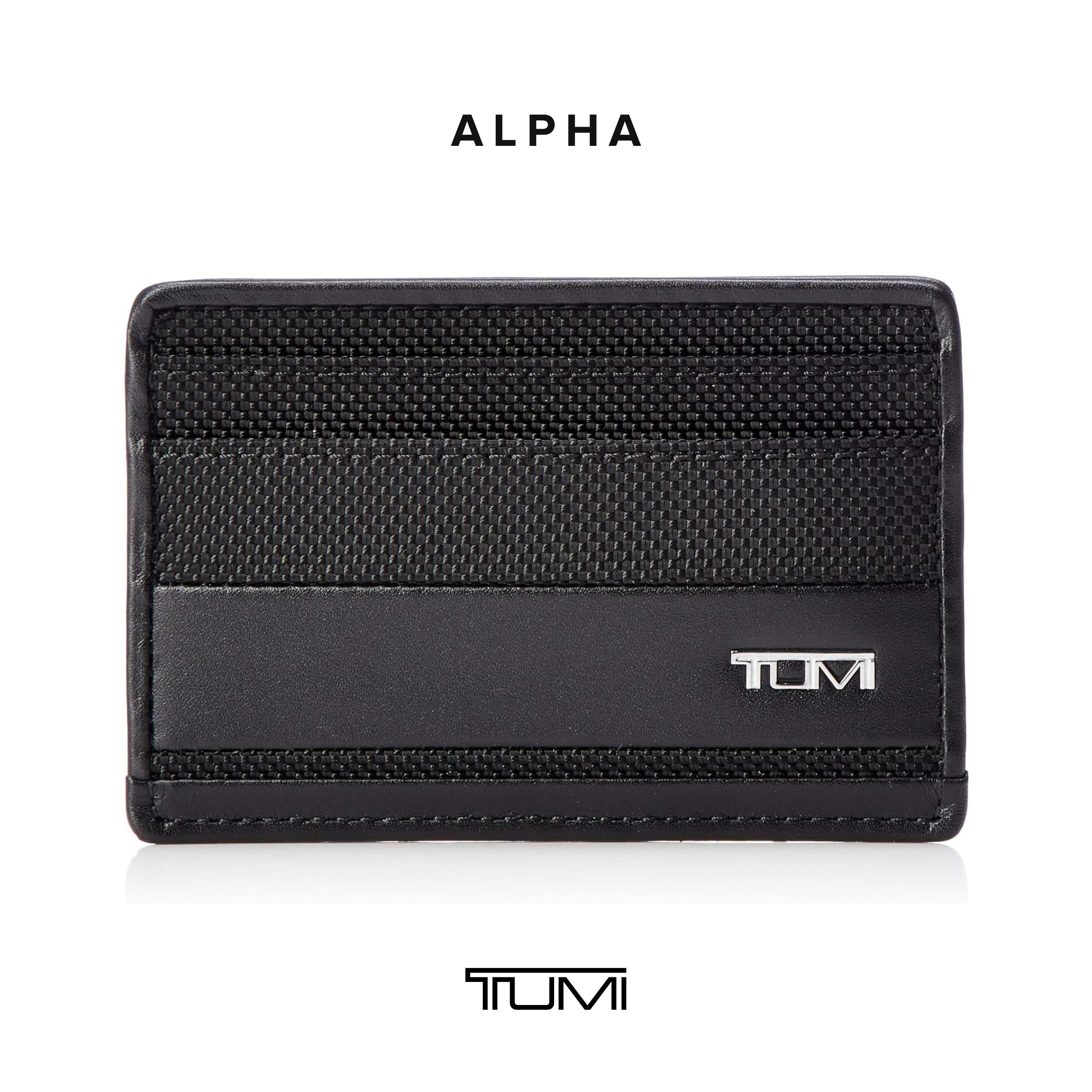TUMI - Alpha Slim Card Case - Slim Billfold Wallet for Travel - Slip Pocket Wallet - Small Wallet - 2.8" X 4.1" X 0.2" - Anthracite/Brown