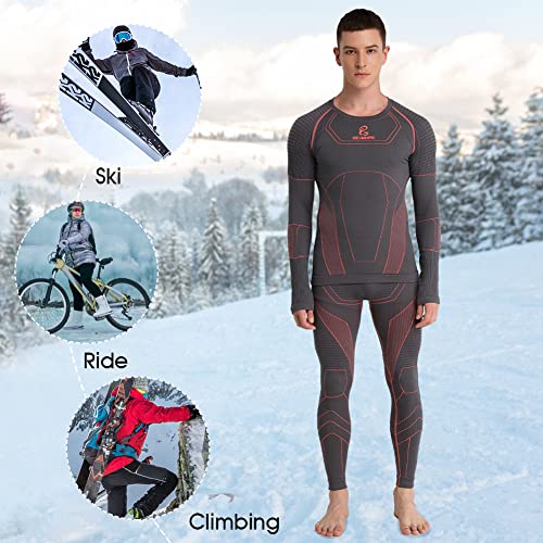 YEEFINE Men's Thermal Underwear Base Layer Top & Bottom Set for Men Long Johns for Cold Weather Hunting Ski Snow Snowboard(Gray,S)