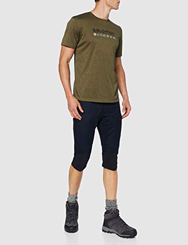 Salomon Men's Standard Agile Graphic Running Tee, Olive Night/Martini Olive/Heather, X-Large