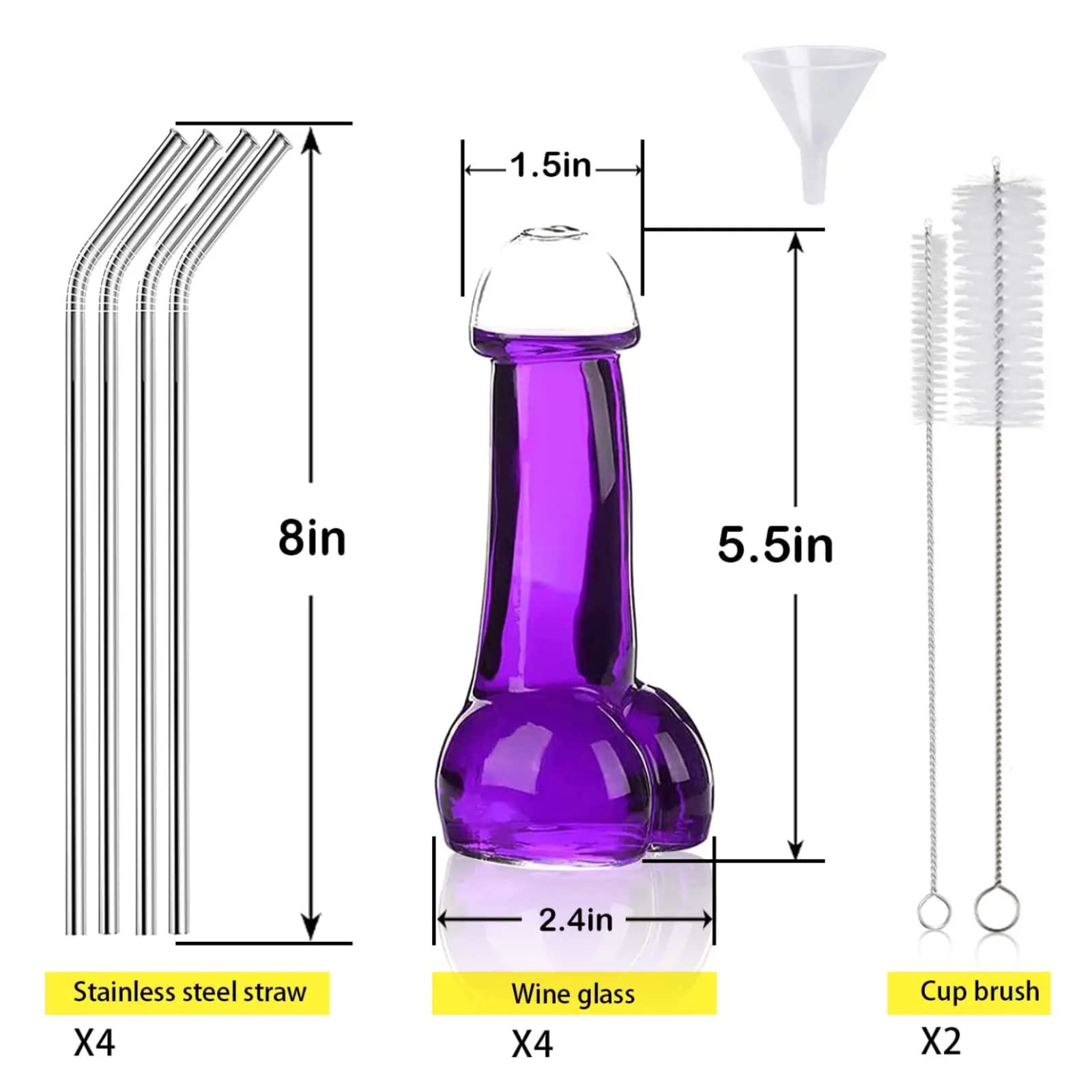 VLIZO Night Club Wine Glass 4PCS Creative Cocktail Py Fun Bar Restaurant Set, 3.3 ounces