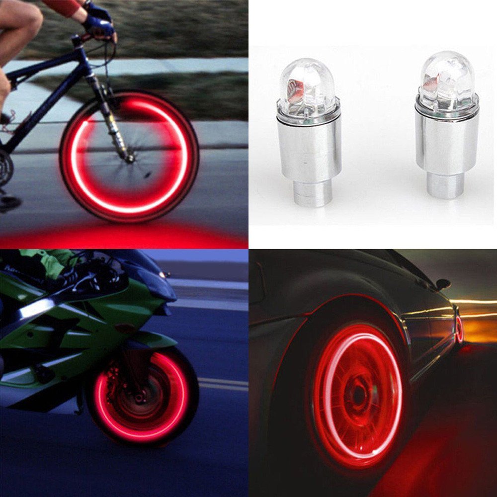 SOMESHINE 2pcs LED Tire Valve Stem Caps Neon Light Auto Accessories Bike Bicycle Car Auto