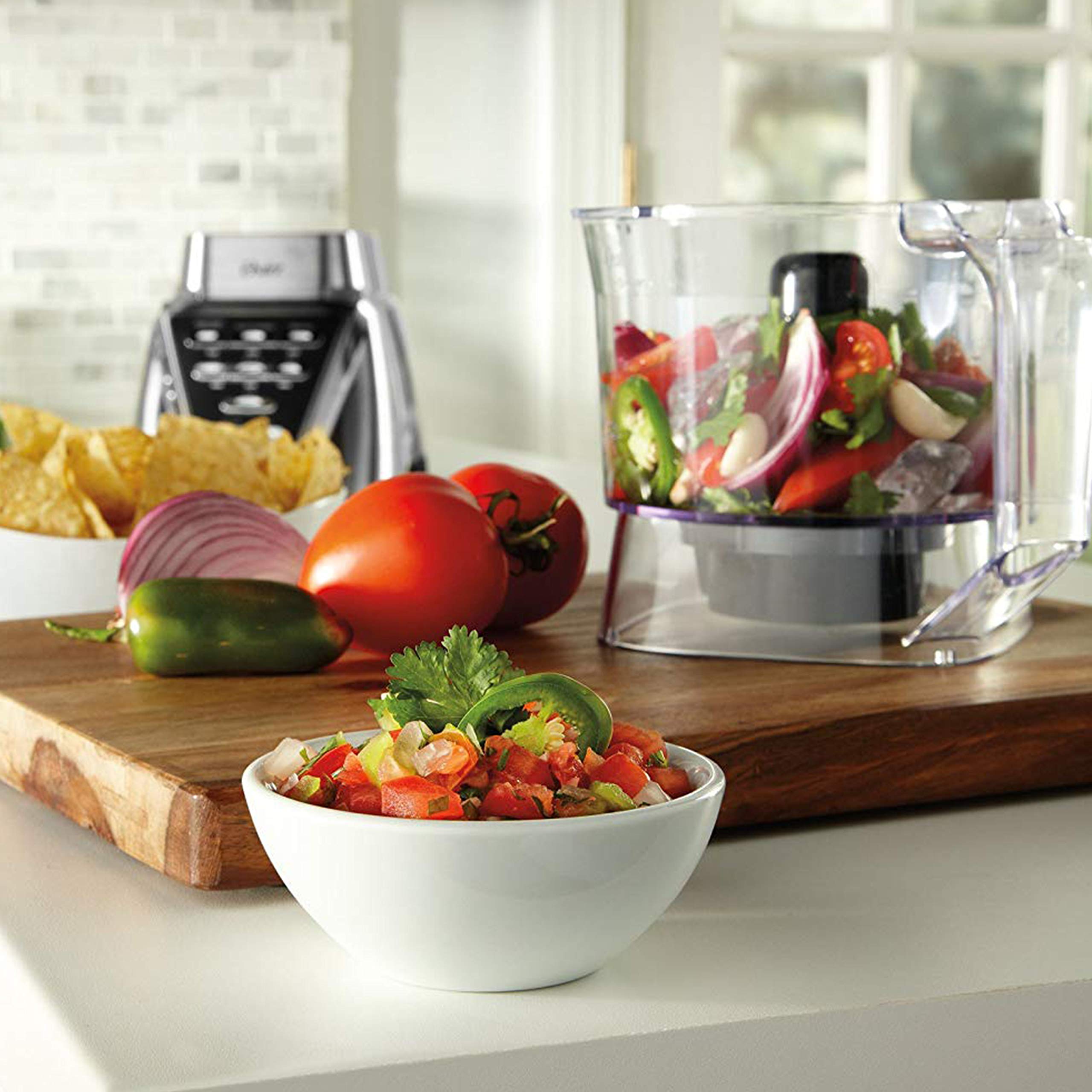 Oster Blender | Pro 1200 with Glass Jar, 24-Ounce Smoothie Cup and Food Processor Attachment, Brushed Nickel - BLSTMB-CBF-000 & 2-Slice Toaster with Advanced Toast Technology, Stainless Steel