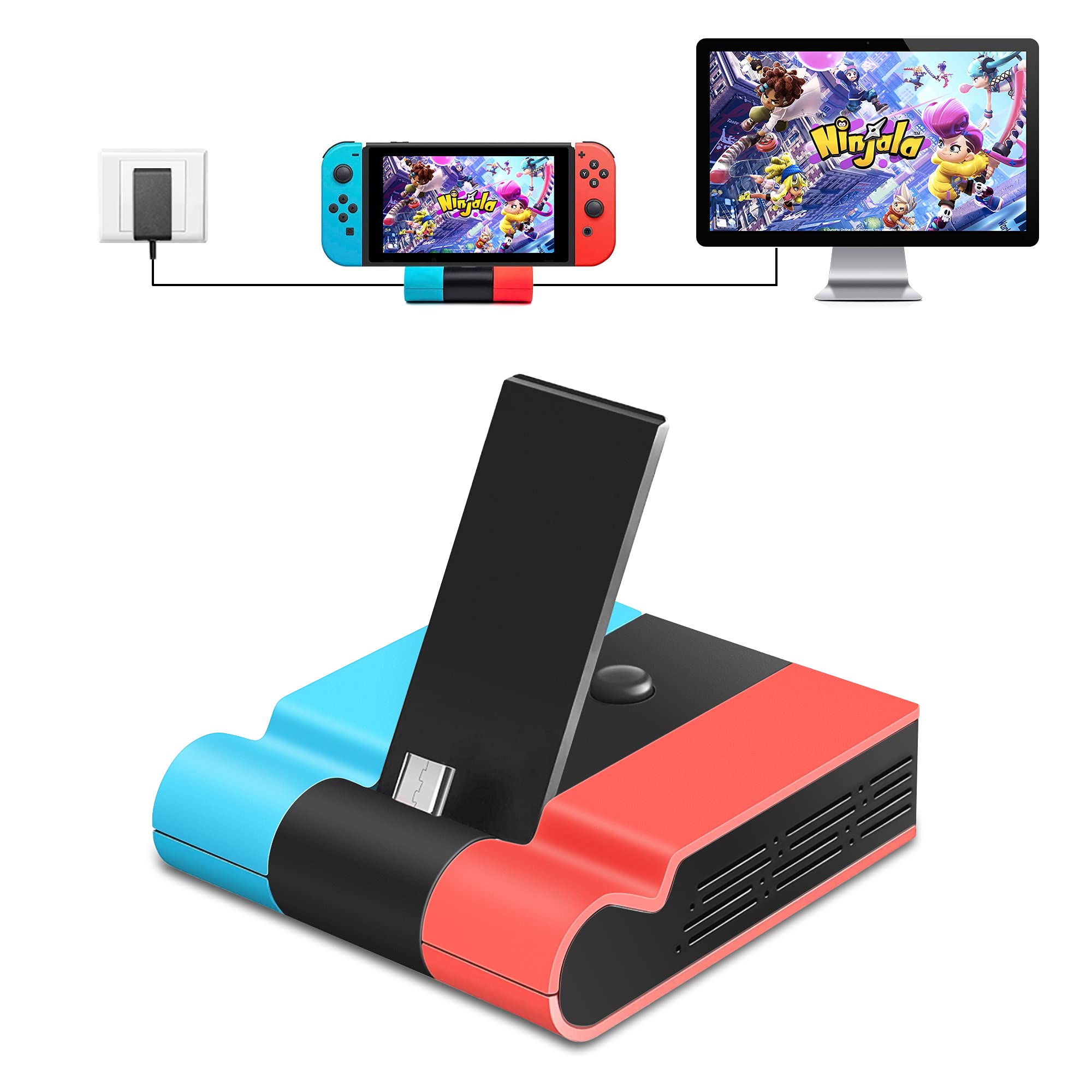 Volantech Switch Dock for Nintendo Switch, TV Docking Station Switch Dock Replacement Foldable TV Dock Station Portable with 4K HDMI TV Adapter and USB 3.0 Port