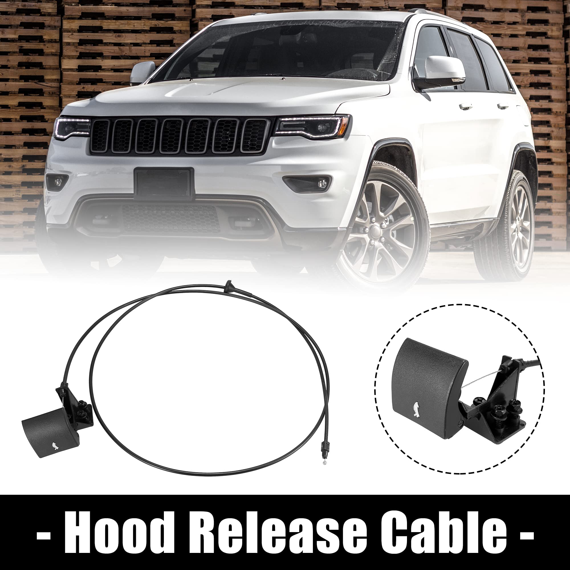 X AUTOHAUX Front Hood Release Cable Handle Assembly for Jeep Grand Cherokee WK 2005-2010 for Jeep Commander XK 2006-2010 Replace 55394495AB 55394495AC