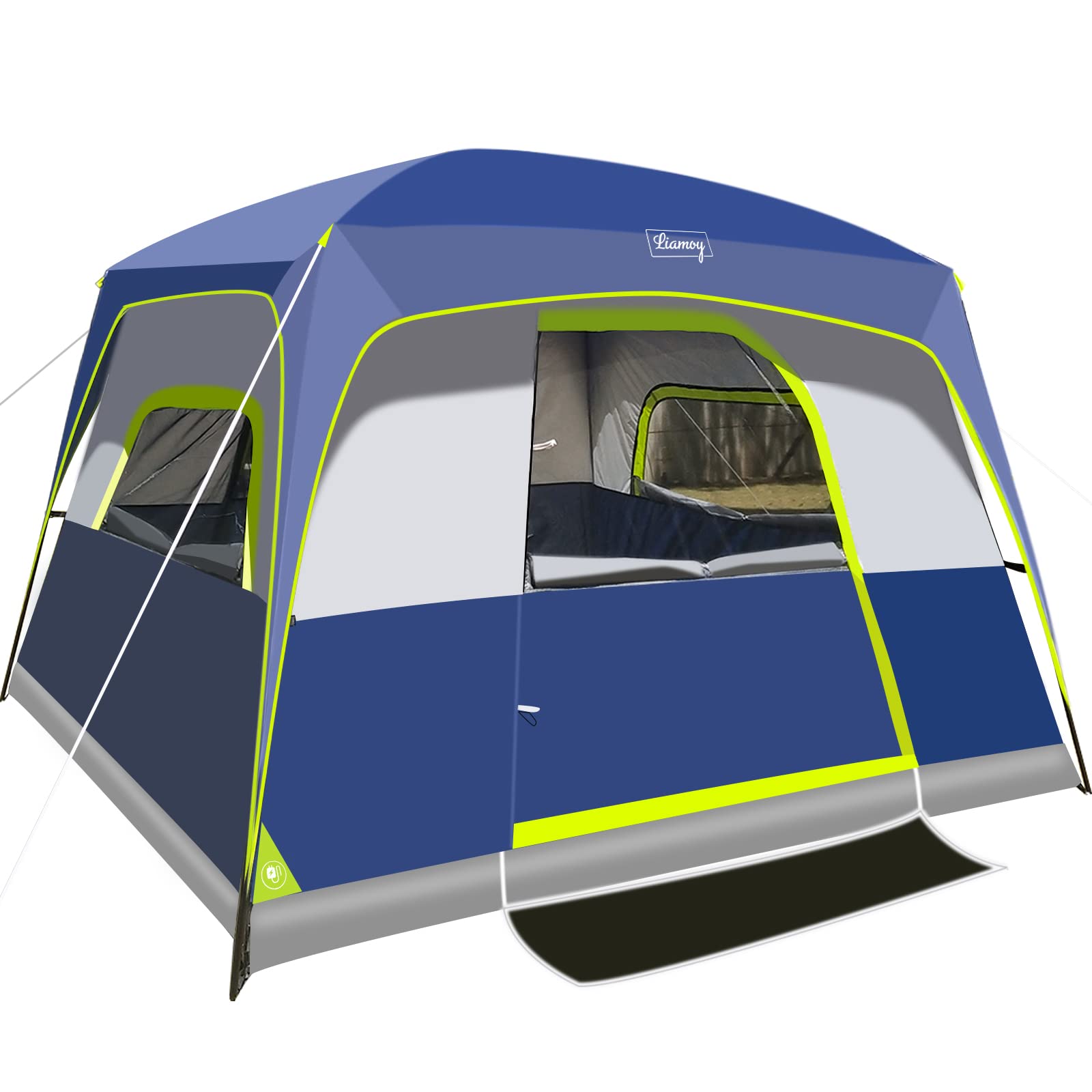 Tents 6 Person Waterproof Windproof Easy Setup, Easy Setup Cabin Tent with Top Rainfly, Double Layer,4 Large Mesh Windows,2 Mesh Door,Provide 2 pcs Gate Mat Camping Tent-10'X9'X78''(H)