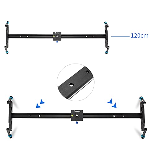 Sutefoto 47''/120cm Portable Camera Slider Rail Track for Video Movie Photography DSLR Cameras, Phone, Action Camera, Max Support 8kg/17.63 lbs Loading