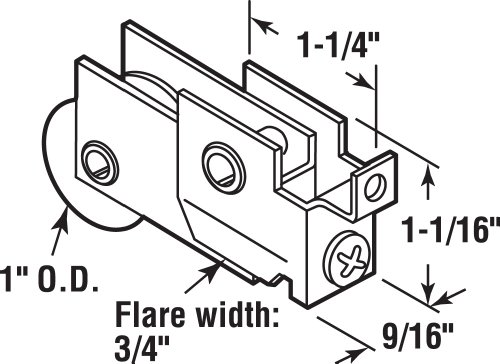 Prime-Line D 1753 1 In. Steel Ball Bearing Sliding Door Roller Assembly, for King Mirror (Single Pack), Gold