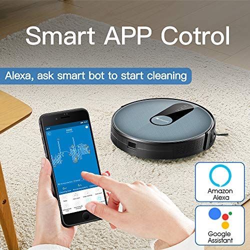 Proscenic 820S Robot Vacuum Cleaner, WiFi Connectivity, Alexa & Google Control, Smart Mapping, Auto Boost, 1800Pa Max Suction, 600ML Large Dustbox, Self-Charging, for Pet Hairs, Hard Floors and Carpet