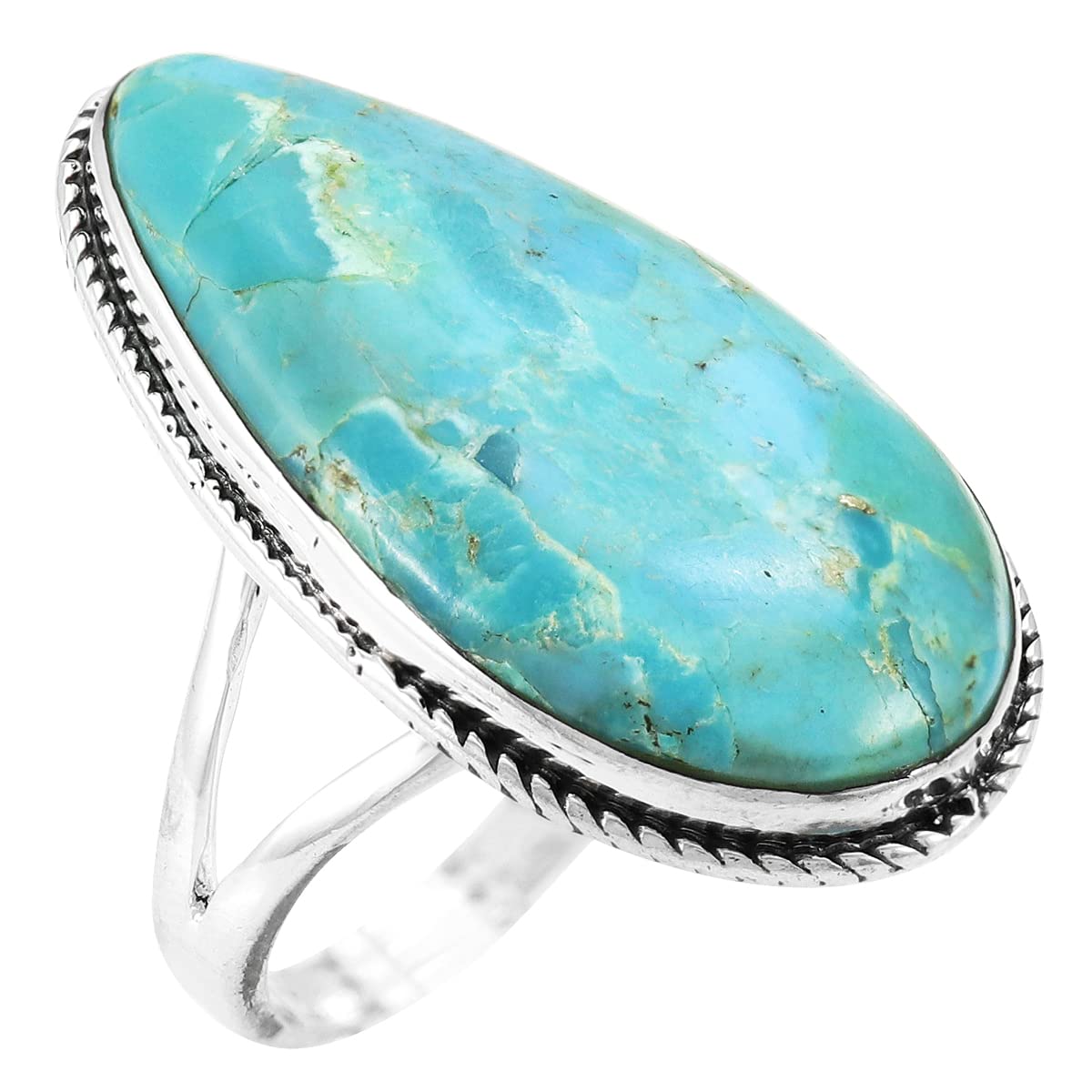 Turquoise Ring in Sterling Silver 925 & Genuine Turquoise (CHOOSE COLOR) (Turquoise, 8)