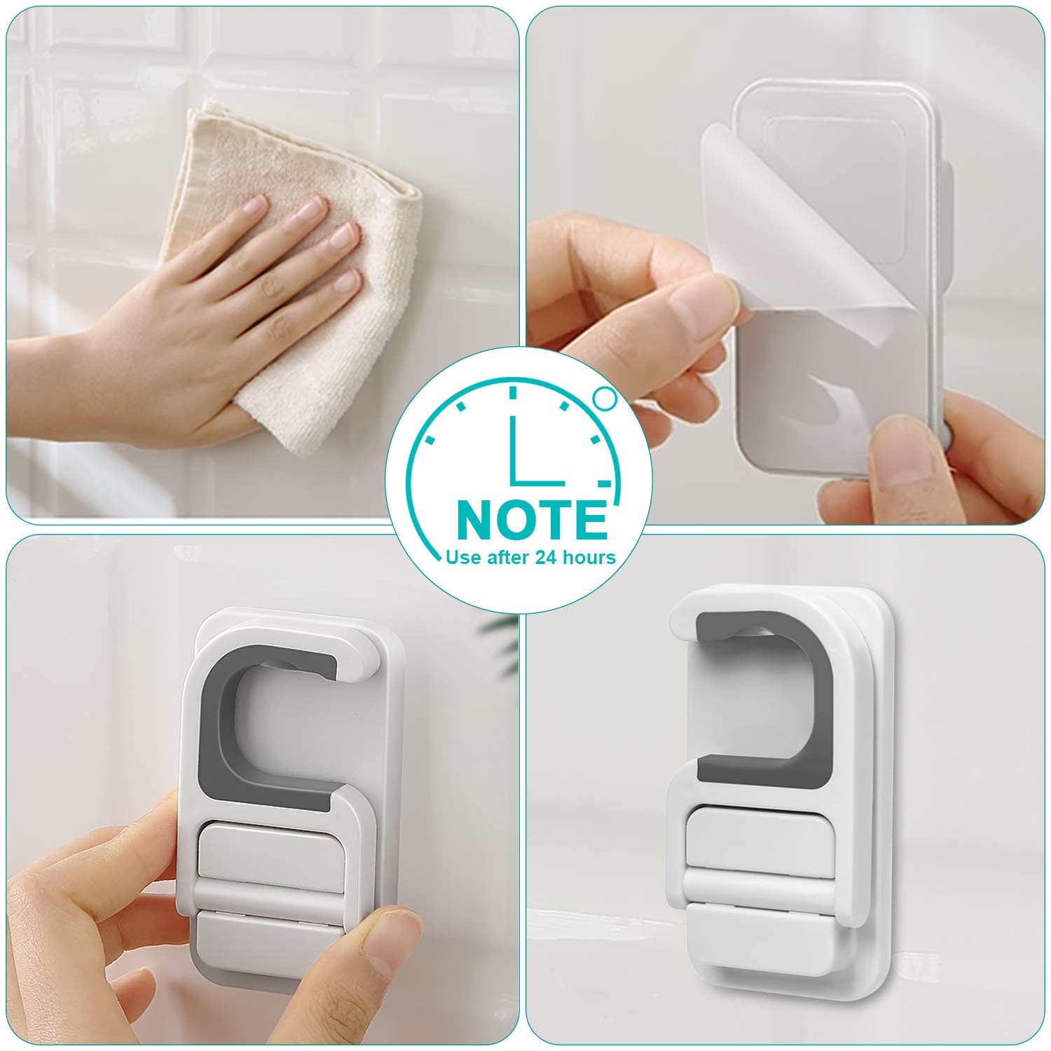 Tinkeep Mop Holder Wall Mounted Holder Broom & Mop Grippers Self Adhesive Acrylonitrile Butadiene Styrene No Drilling Super Anti-Slip Broom and Dustpan Hanger Wall Mount Mops Rakes Holder 3 pcs, White
