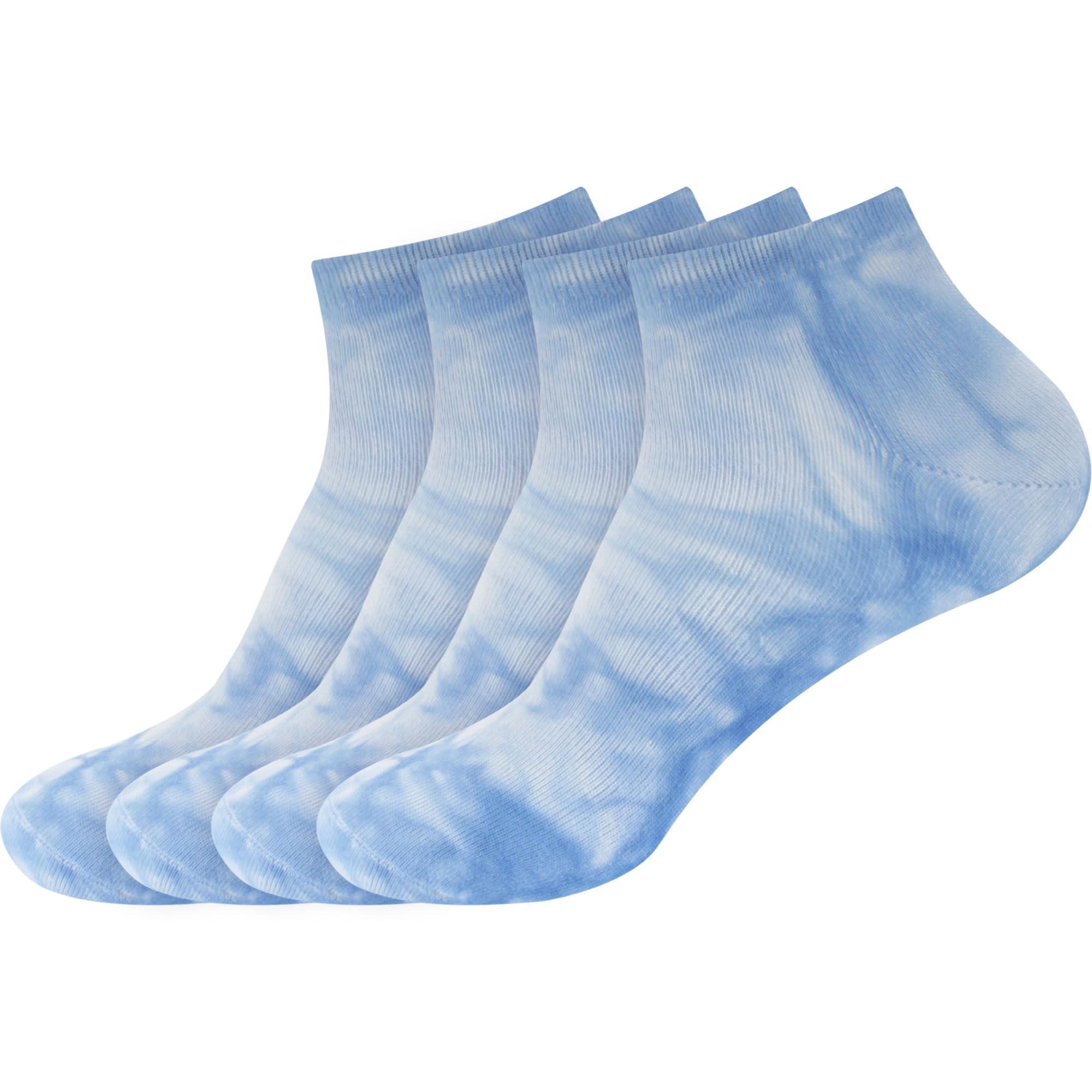 Women's Rayon from Bamboo Fiber Superior Wicking Tie Dye Ankle Socks - Blue - 4 pairs - Size 4-9
