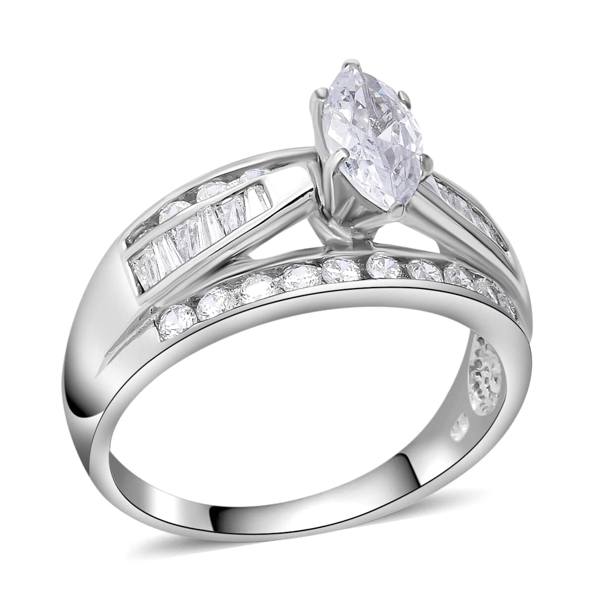 SHOP LC 925 Sterling Silver Engagement Rings Rhodium Plated Cubic Zirconia CZ Wedding Promise Rings for Her Wedding Band for Women Jewelry Ct 3.8 Size 7 Birthday Gifts for Women