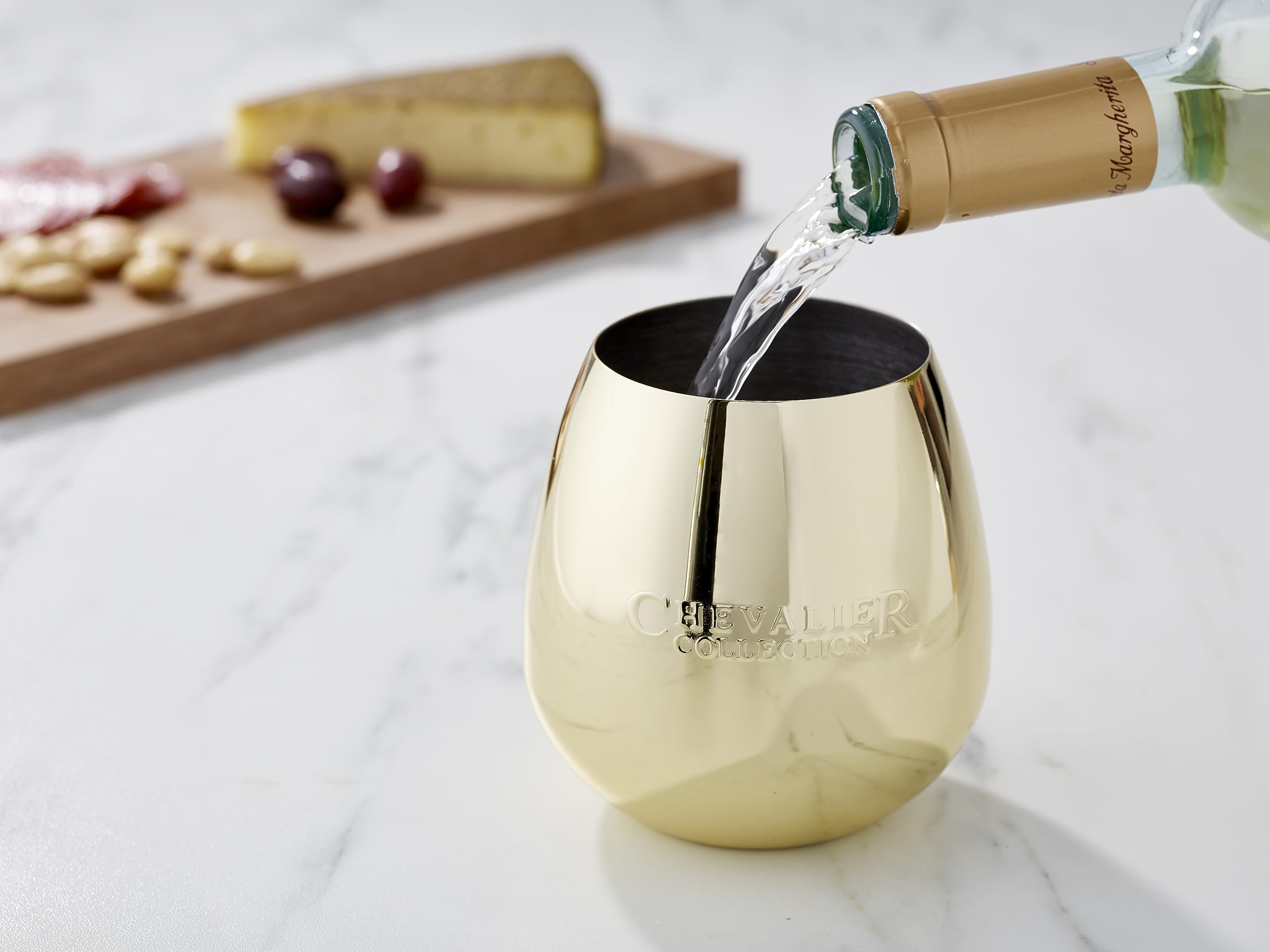 Stainless Steel Aerating Wine Glass by Chevalier Collection (Set of 2) - Patented Vessel With Removable Aerator for Decanting Wine And Spirits - Unique Gift for Wine Lovers
