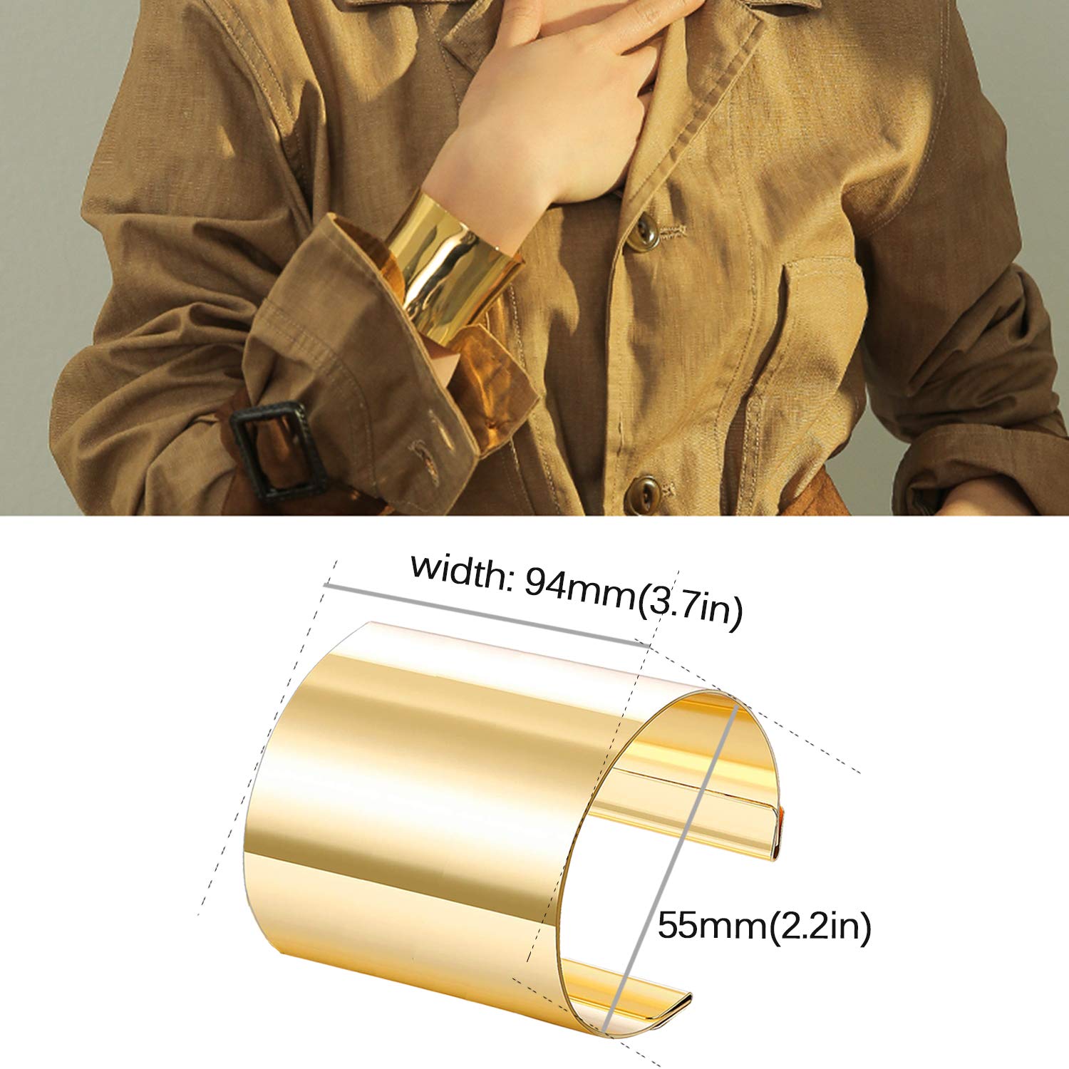 RIOSO 4 Pcs Cuff Bangle Bracelet for Women Open Wide Wire Bracelets Gold Wrist Cuff Wrap Bracelet