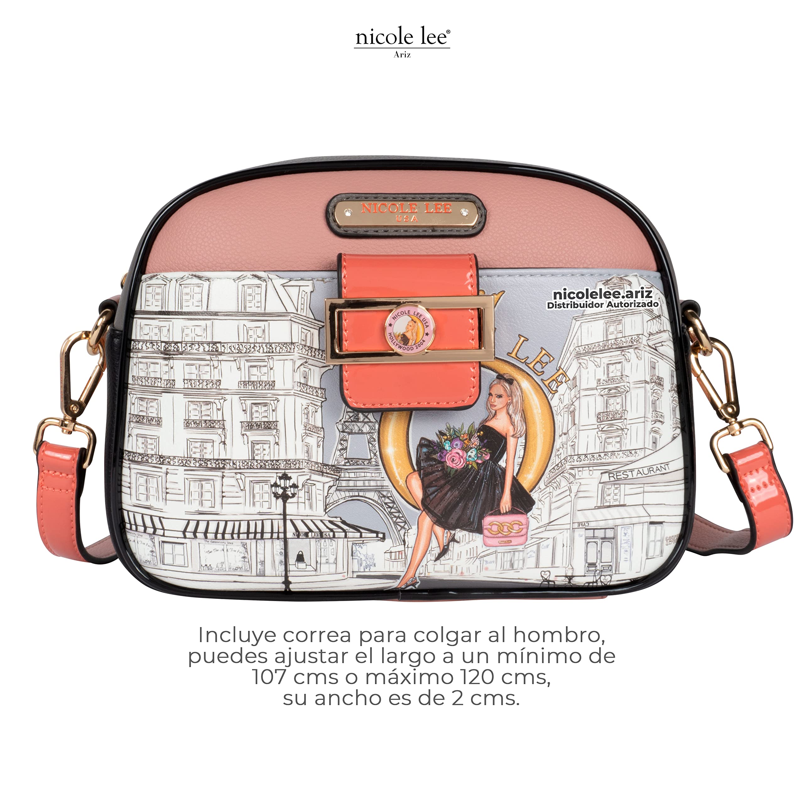 Nicole Lee Oelfina Small Fashion Print Crossbody Bag, Front Flap Pocket, Adjustable Detachable Shoulder Strap (Success in New York)