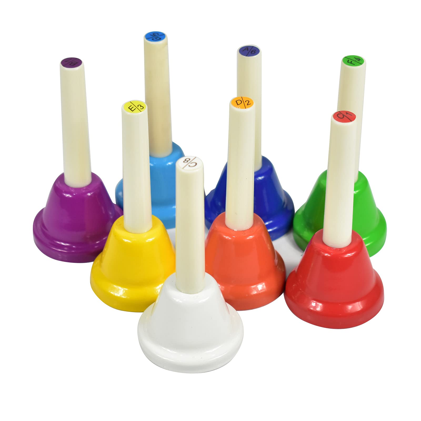 Voodans Mini Hand Bell Set 8 Note Metal Handbells Set Colorful Diatonic Musical Bells for School Church Wedding