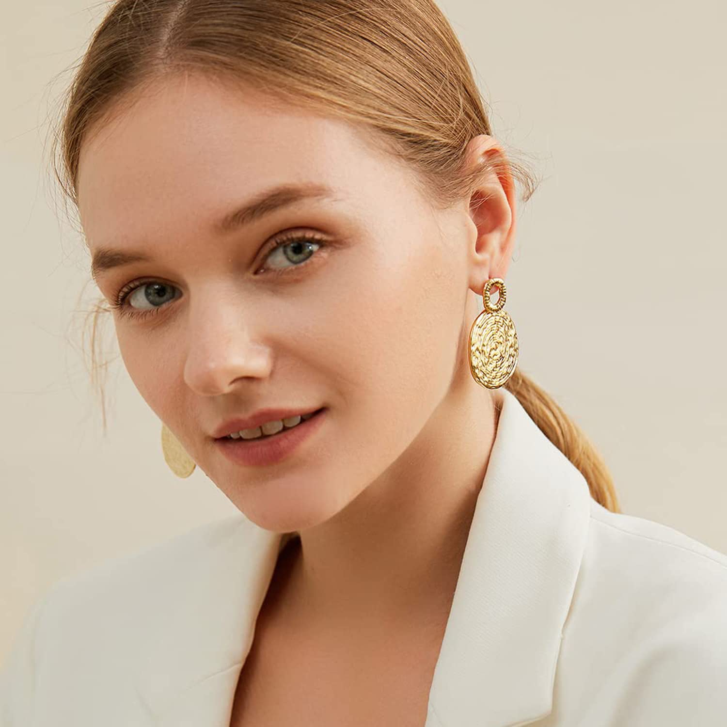 Women's 14K Gold Filled Statement Bohemian Dangle Drop Earrings Boho Hoop Earrings Hypoallergenic Jewelry Gift