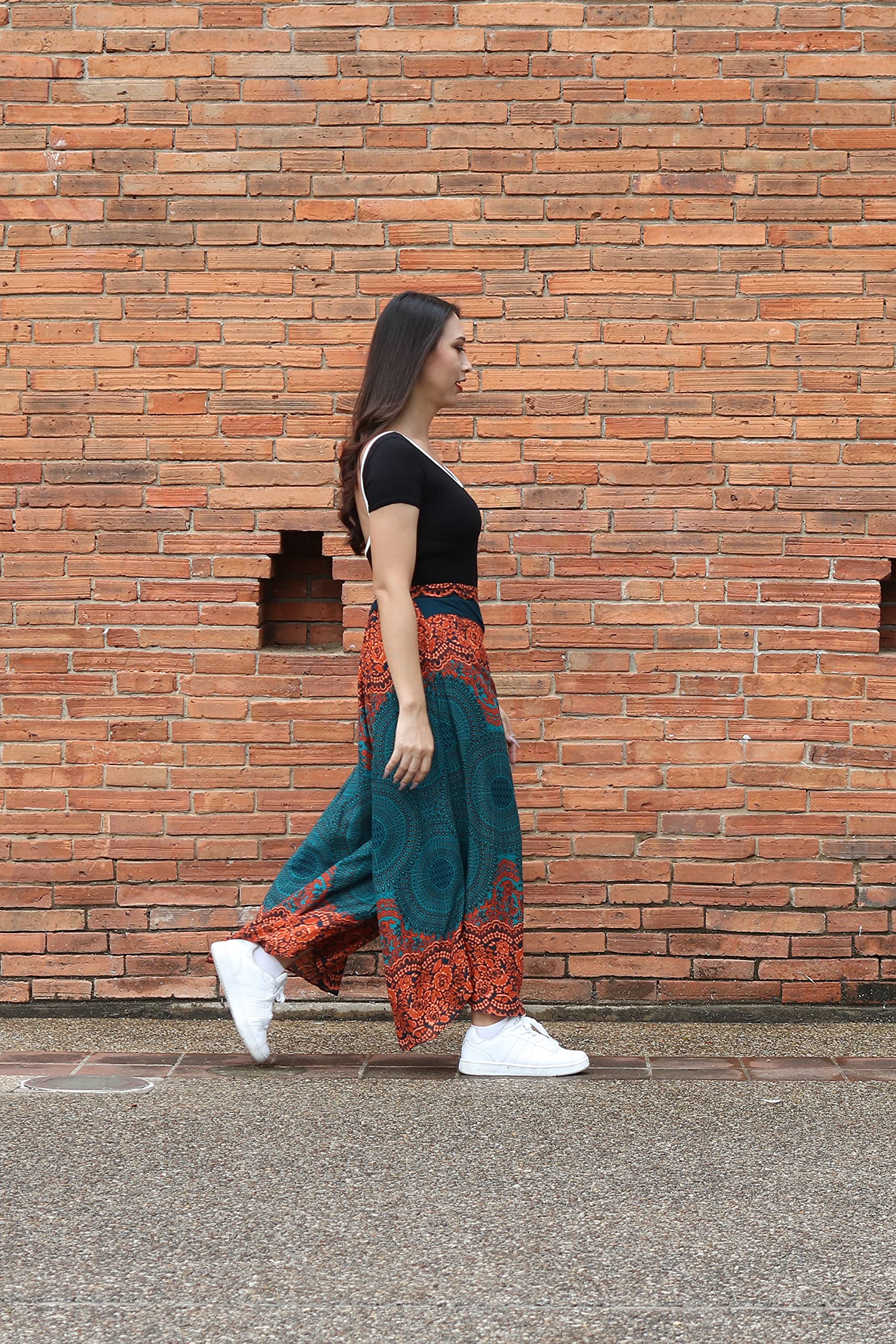 Women's Wide Leg Palazzo Pants Light Weight Loose Comfy Boho Flare Harem Trouser Perfect for Yoga (Blue Sea Mandala)