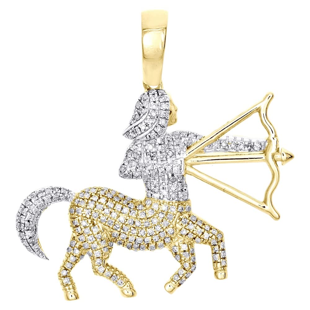 Tusakha 1.50Ct Round Cut White Diamond 14K Two-Tone Gold Over Sterling Silver Sagittarius Horoscope 1.35" Pendant
