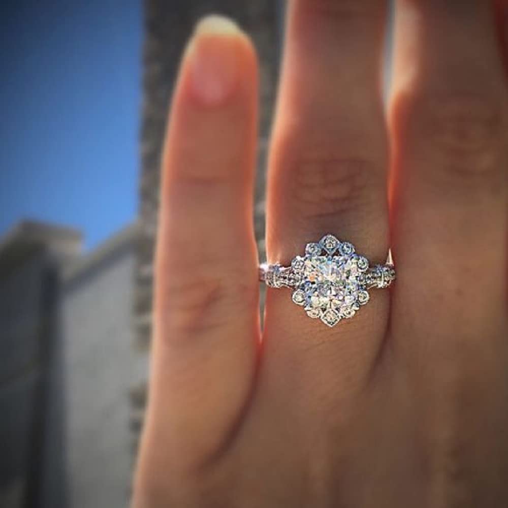 ZJQZBSS S925 sterling silver ring three-dimensional carved diamond ring cubic zirconia romantic proposal ring fashion ladies wedding ring (10)
