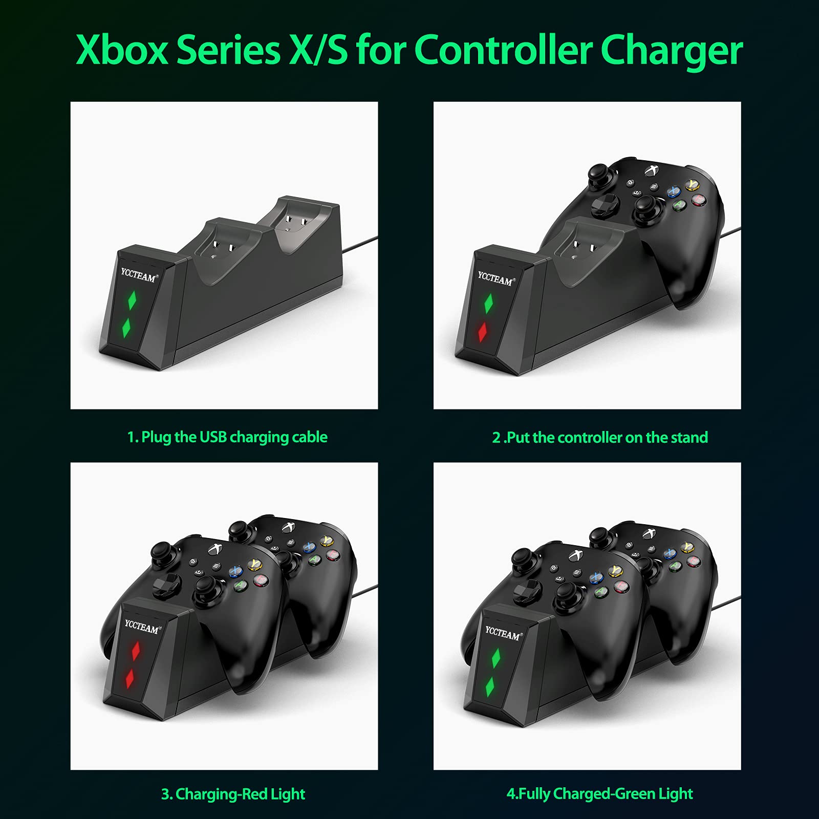 Xbox Controller Charger Dock Station, Nolansend Xbox Series Controller Charging Dock Station Upgraded 2.5-Hours Charging Chip, Charging Dock Station with 2x1000 mAh Rechargeable Battery Packs