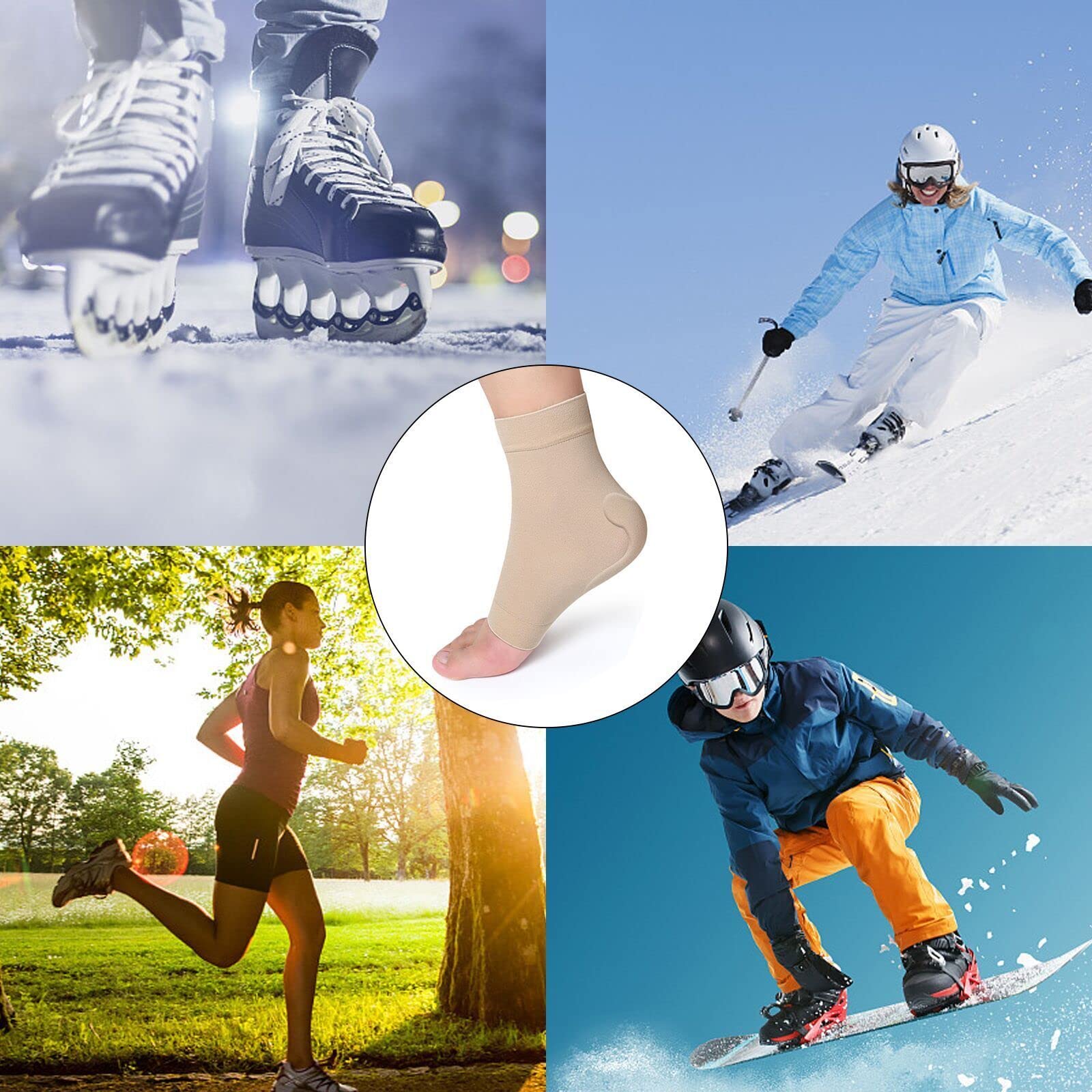 TUYUU Roller Skate Socks,Padded Skate Sock Ankle Protector Elastic Gel Pad Sleeve for Skate Bite Skating, Ice Hockey, Roller, Ski, Hiking & Boots.Roller Skate Accessories,Ankle Protector & Cushion