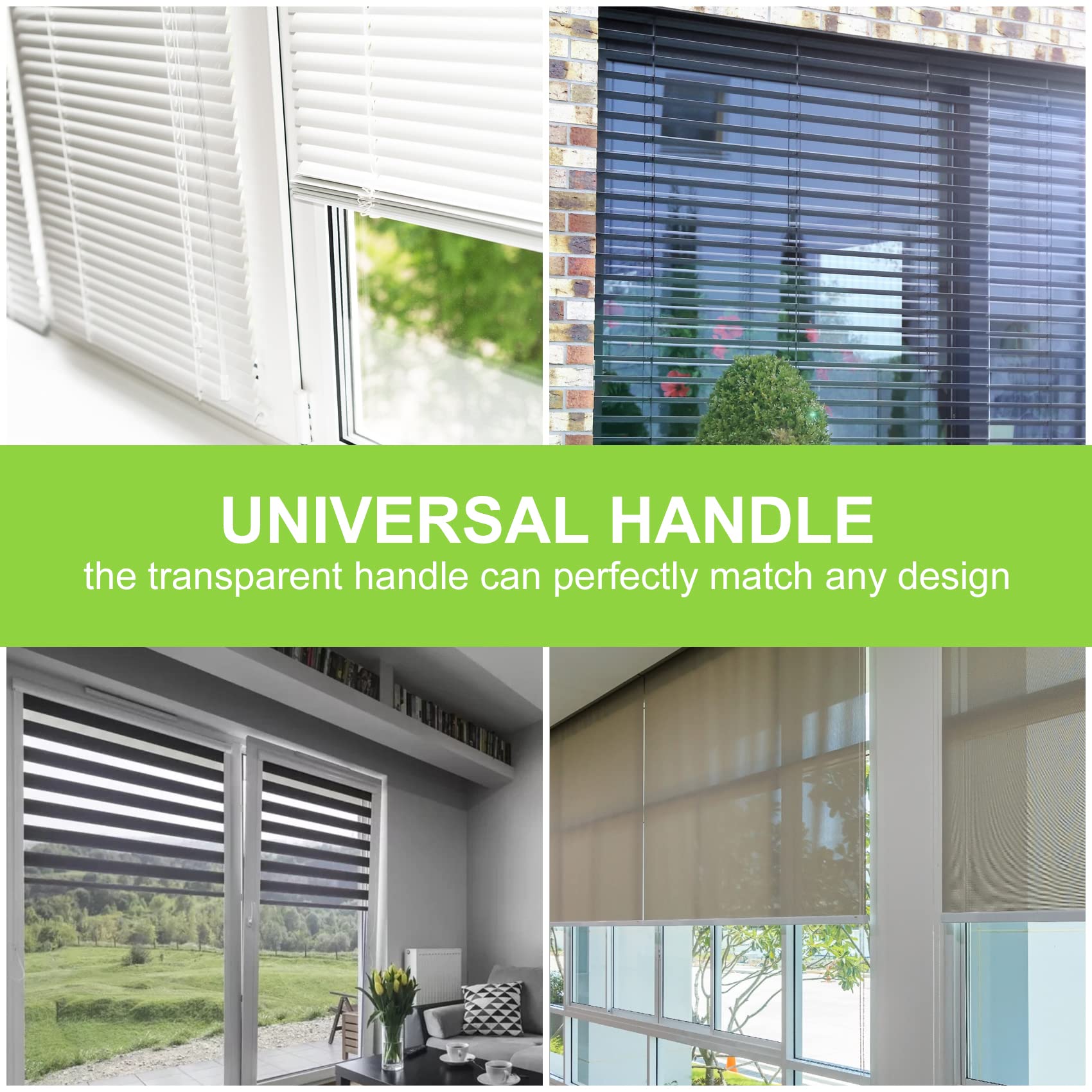 PAGOW 6Sets Vertical Blind Wand, 12 Inches Transparent PVC Blind Tilt Wand with Hook and Handle, Blind Rod Opener Long Window Blind Stick Replacement Parts