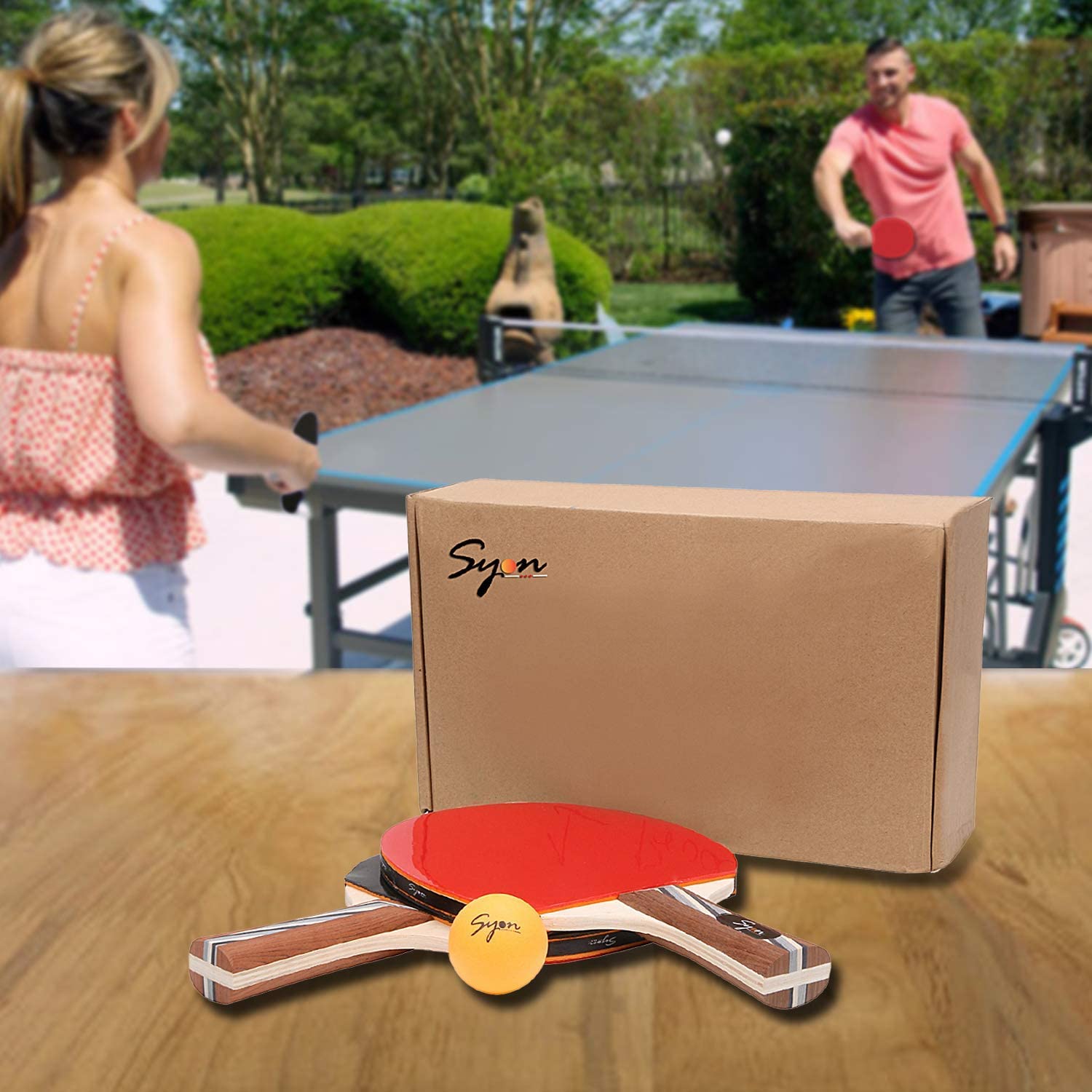 Ping Pong Paddles Set of 4- Innovative Carry Case with Hooks | 8 Balls | Pro 7 Ply Table Tennis Rackets with Accessories