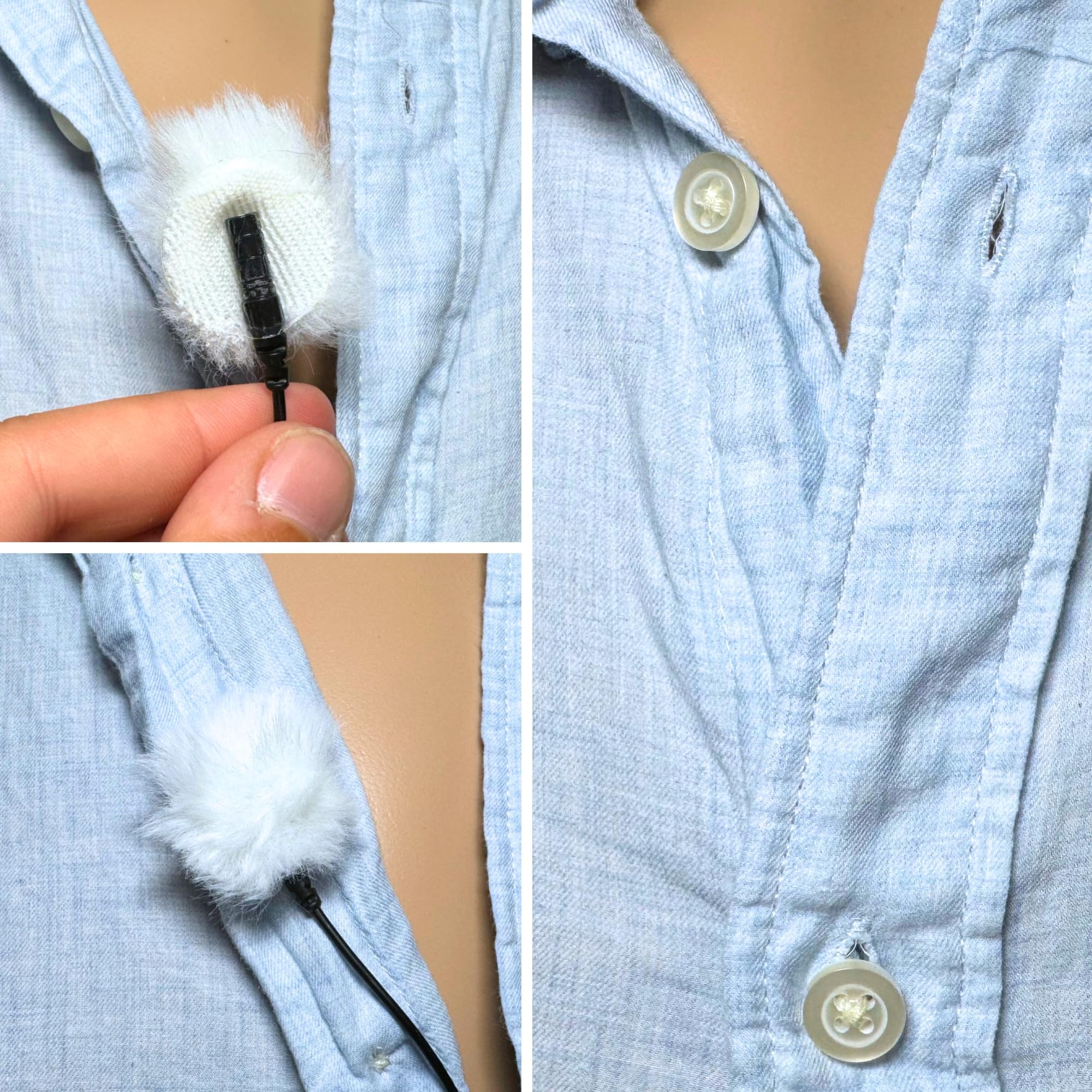 URSA Fur Circles - Mini Windshields for Lavalier/Lapel Microphones. Reduce Wind Noise & Clothing Rustle. Compatible with Sennheiser, RODE, Sanken, Tascam & More (9x Circles + 30x Stickies, White)