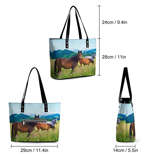 Womens Handbag Meadow Horse Leather Tote Bag Top Handle Satchel Bags For Lady