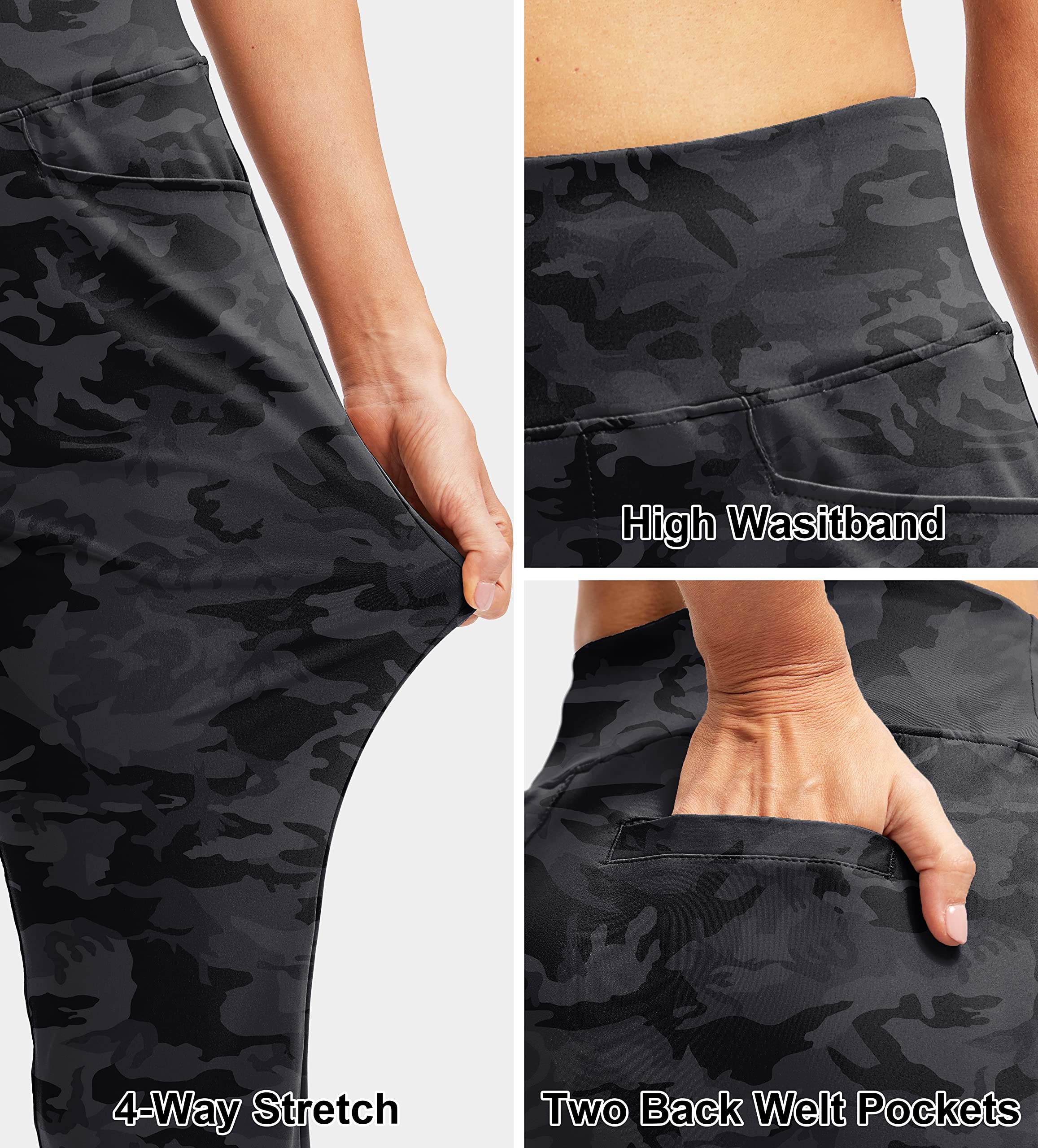 Soothfeel Women's Golf Pants with 5 Pockets High Waisted Stretch Sweatpants Travel Athletic Work Ankle Pants for Women (Grey Camo, L)
