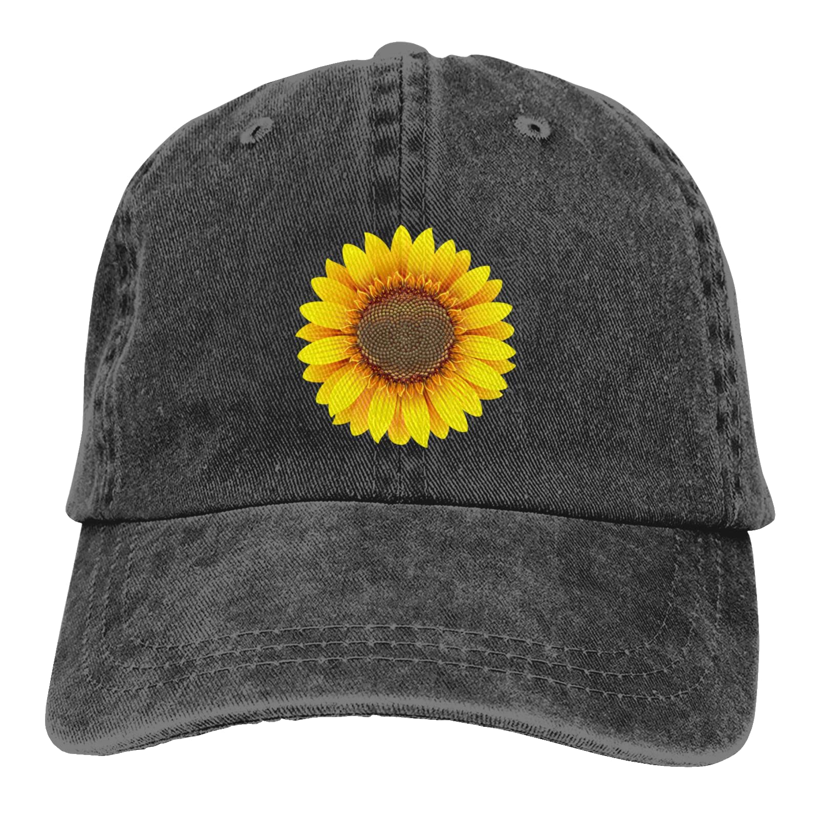 Yipaidel Women's Sunflower Hat, Adjustable Vintage Washed Baseball Cap for Dad and Mom Black