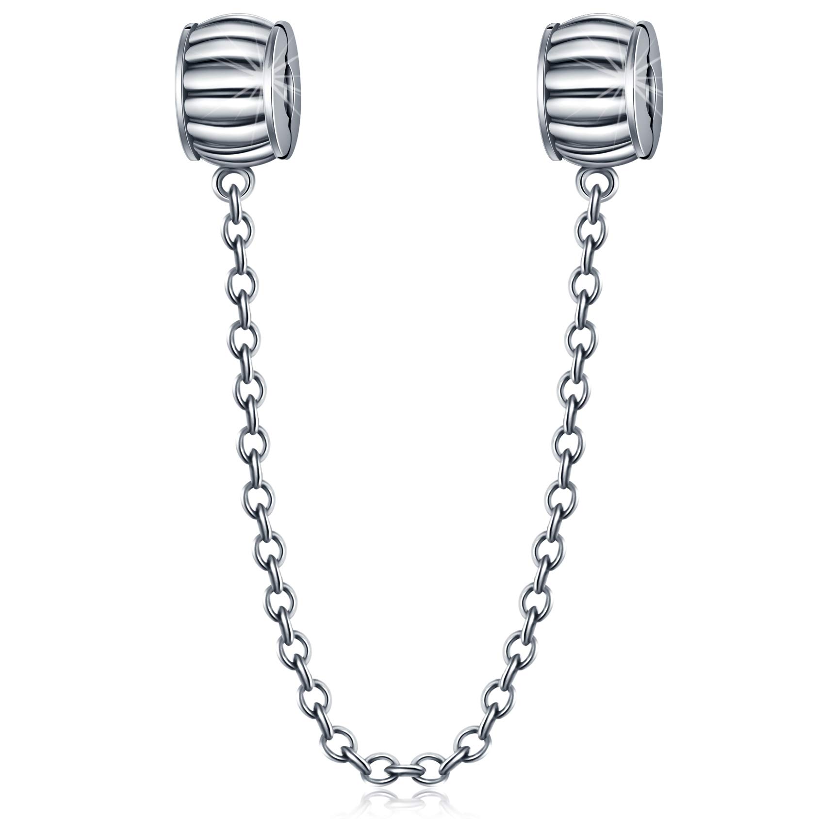 Safety Chain Clip Clasp Charm for Pandora Bracelet Antique 925 Sterling Silver Lock Stopper Beads