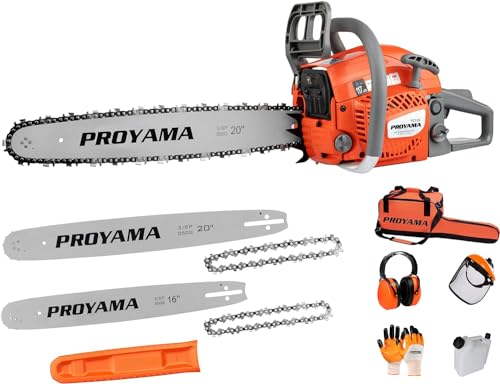 PROYAMA 58CC 2-Cycle Gas Powered Chainsaw, 16-Inch Top Handle Chain Saw, Gasoline Chainsaw 20-Inch for Tree Wood Cutting