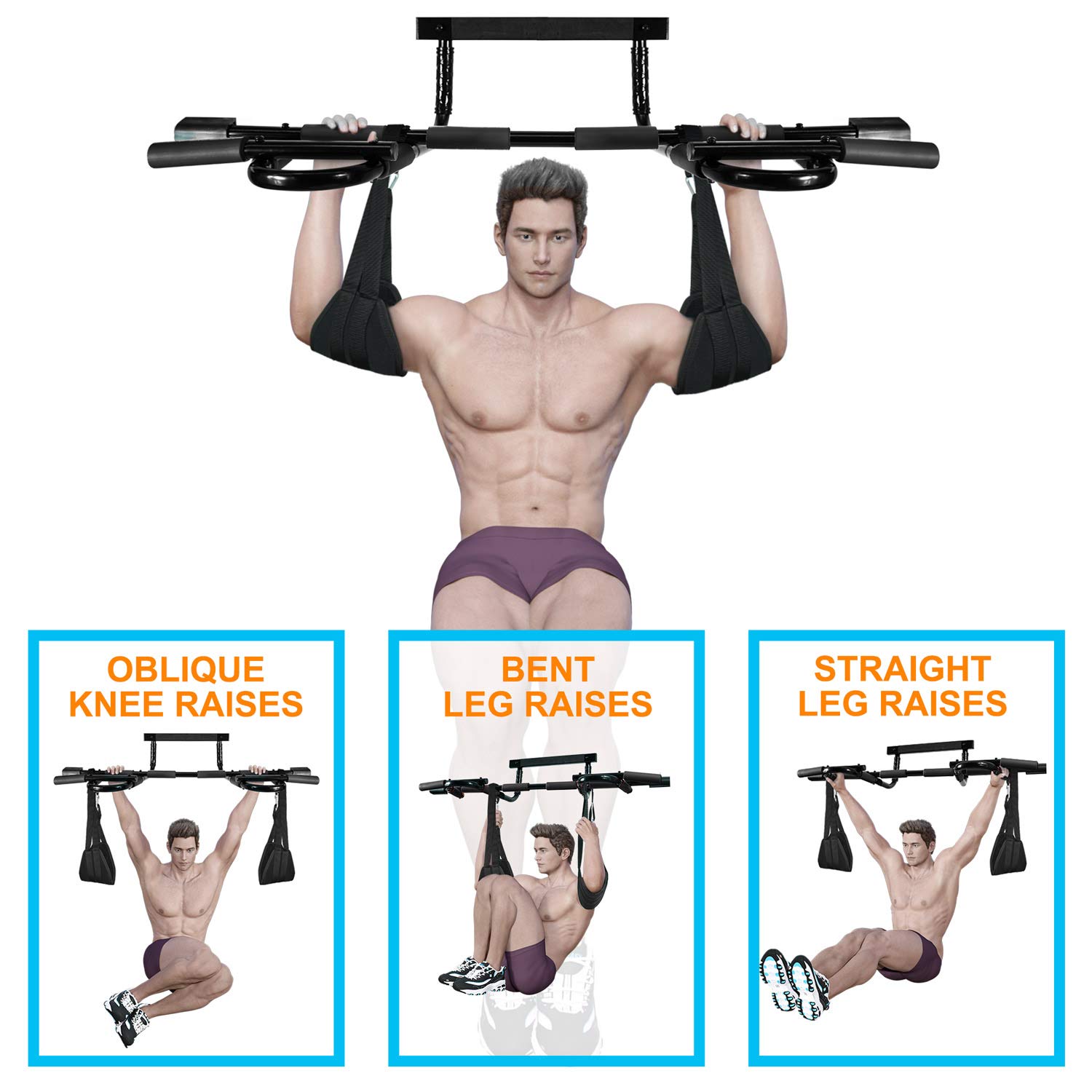 Yes4All Hanging Ab Straps for Pull Up Bar and Abdominal Training/Pull Up Straps for Abs Workout Workout/Ab straps/Ab Sling Straps - Sturdy, Safe Carabiner, Padded, All Bar Compatible