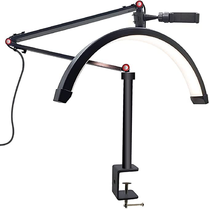 toyshi Adjustable LED Lamp for Beauty Professionals - Ideal for Eyelash Extensions, Tattoos, Nails, Content Creation and Esthetics (Black)