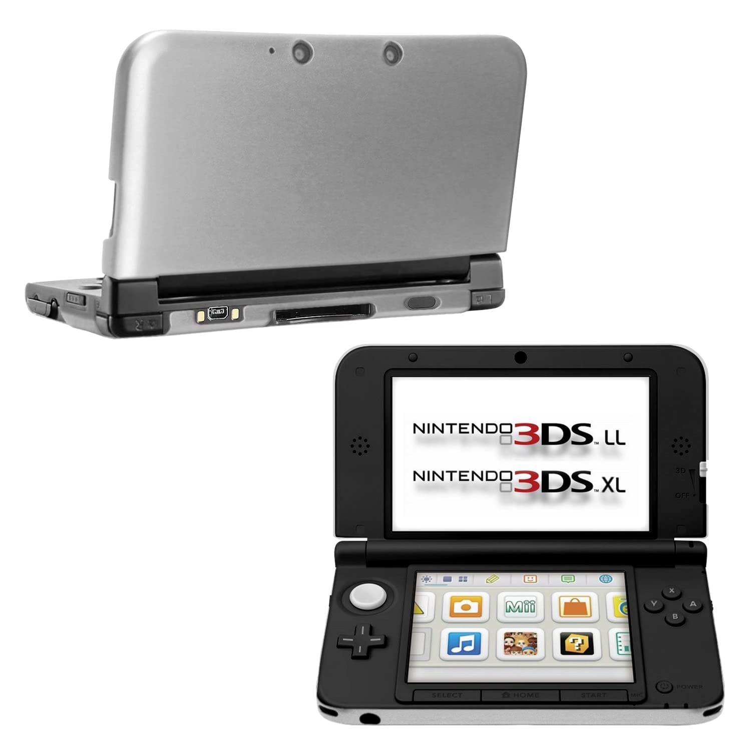 OSTENT Anti-Shock Hard Metal Box Cover Case Shell for Nintendo 3DS XL LL (Silver)