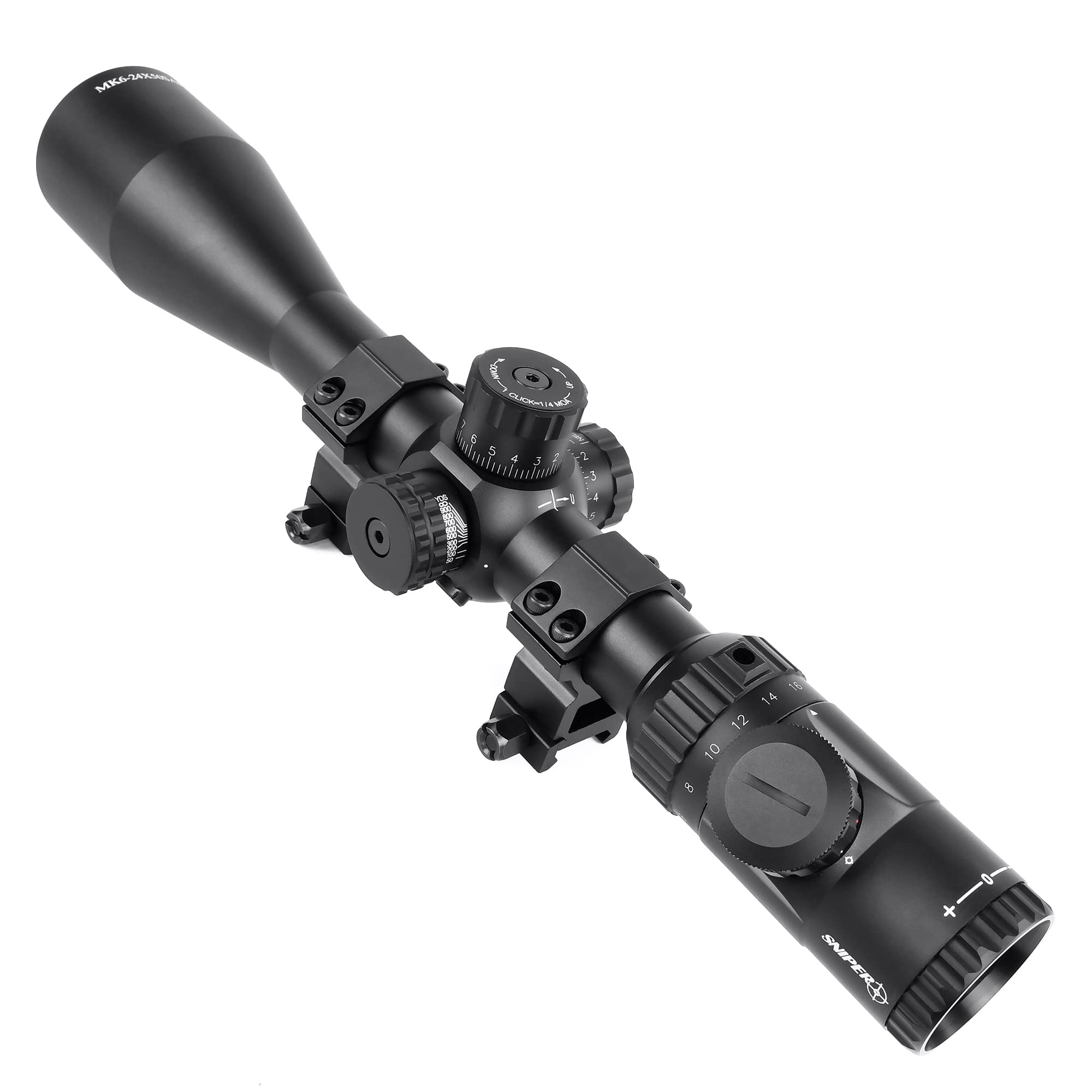 Sniper MK6-24x50 SAL Second Focal Plane Hunting Rifle Scope 30mm Tube Red/Green/Blue Illuminated Etched Glass Reticle Riflescope