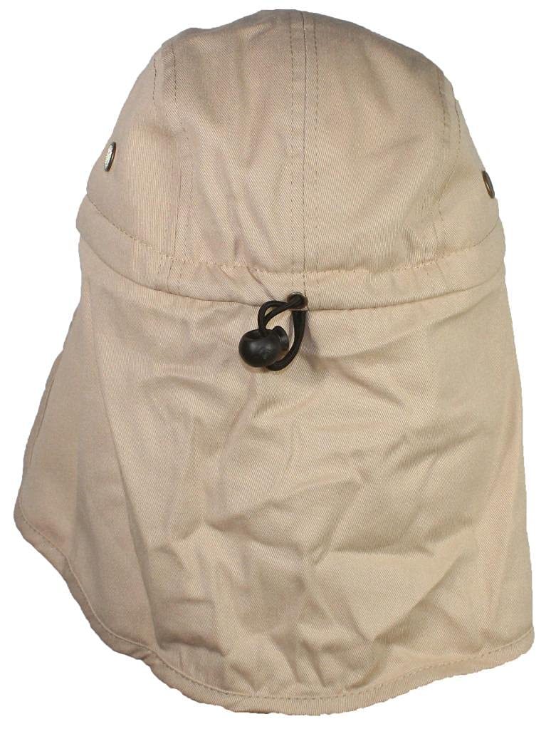 Tropic Hats Men/Women Summer Ballcap with Neckflap Protection - Khaki