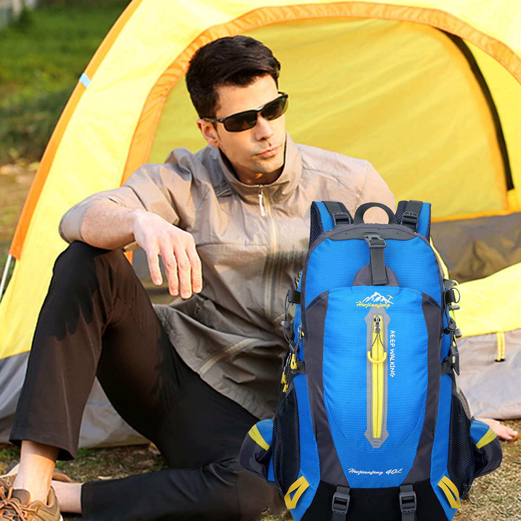 YANXUS 40L Hiking Backpack Men Lightweight Backpack for Hiking Travel Backpack for Men Airline Approved Day Hike Backpack Waterproof Backpack for Hiking Camping Backpack Blue