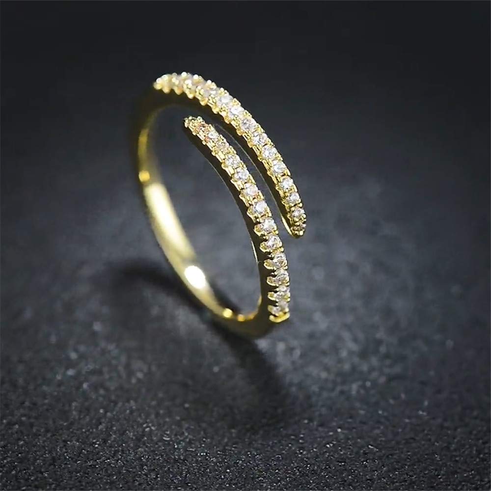 YOGEME Unique Micro Pave Setting Cubic Zirconia Open Twist Eternity Band Pinky Ring for Women R0198 (Yellow,6)