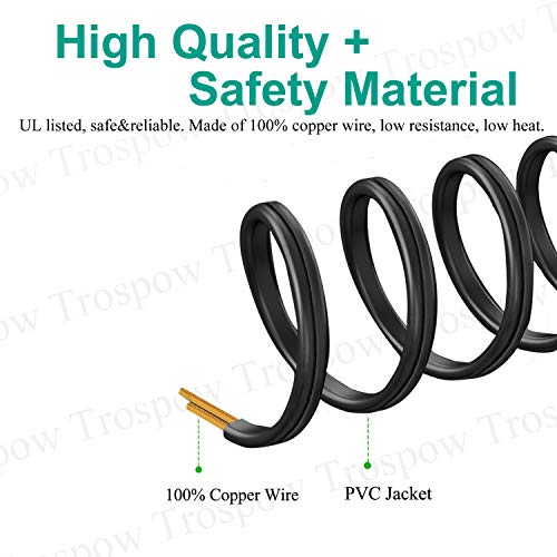 Power Cord Replacement for TCL Roku Smart LCD HD 32" 40" 42" 43" 48" 50" 55" 60" 65" Inch TV AC 8.2ft 2 Prong Power Cord Supply Cable