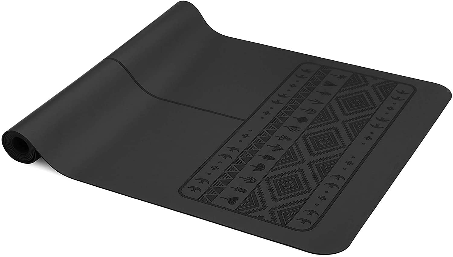 Yogi Bare Paws Light TRAVEL Yoga Mat 1/10" (2mm) - Extreme Non Slip Grip Mat - ECO Friendly Natural Rubber Surface with Body Alignment - Yoga Exercise Equipment & Meditation Accessories - Black