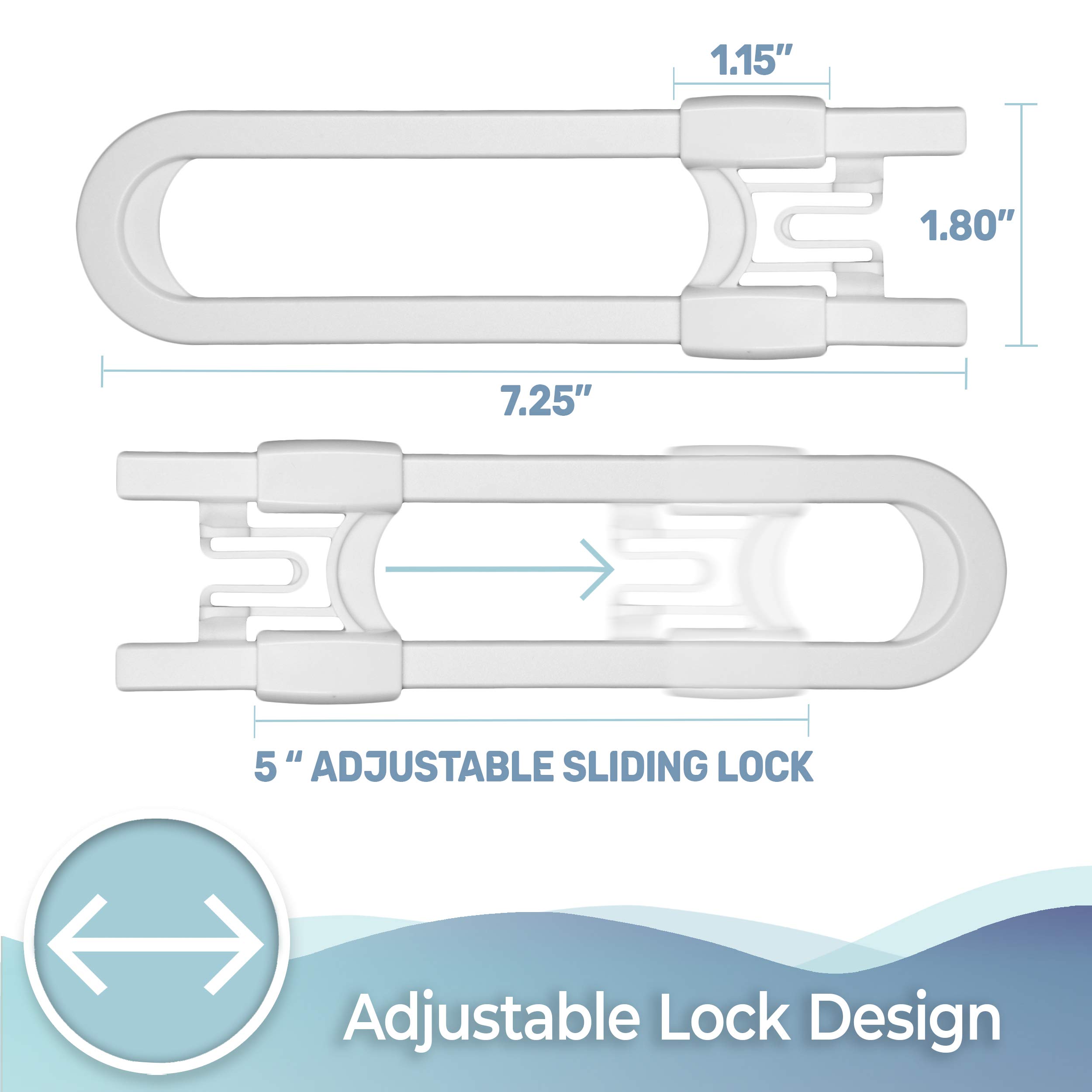 Safety Sliding Cabinet Lock (6-Pack) Easy to Use, Multi-Purpose Child Safety Lock, No Tools or Drilling Required, Best for Baby Proofing
