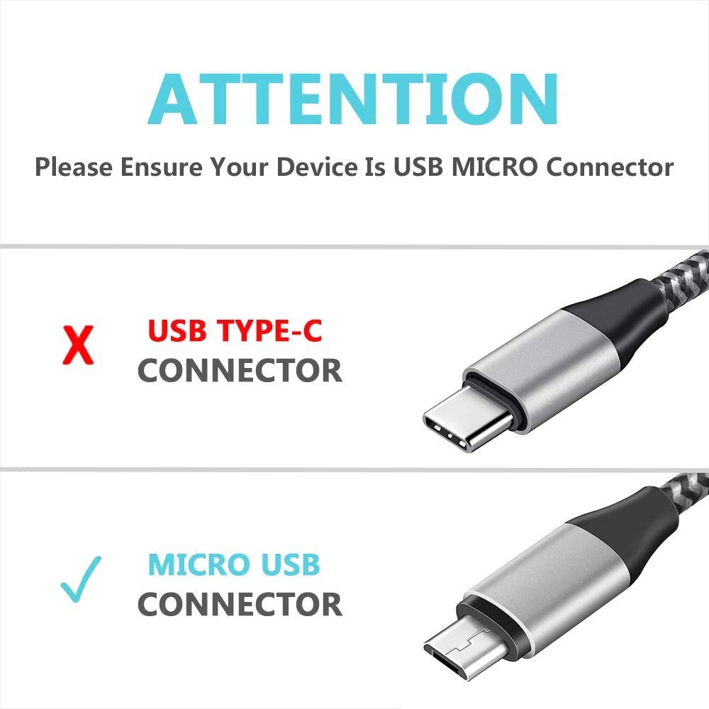 TPLTECH 2 Pack 10 Ft Charger Cable Compatible with PS4 Controller, PS4 Slim/Pro, Xbox One S/X Controller, Nylon Braided Charging Cable, Extra Long Micro USB Cable