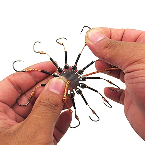 WRLRUILIAN Fishing Accessories 2 Pieces/Batch Squid Bait Fish Hook Fishing Flaps Explosion Strings to Prevent Winding PE Line with Hose Carbon Steel Hook Fishing Tools (Size : 7#)