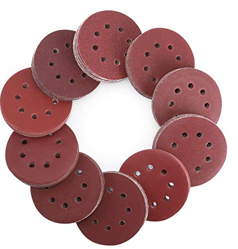 Sanding Discs, VERONES 180 PACK 5 inch 8 Holes Hook and Loop Adhesive Sanding Discs Sandpaper 10 grades Include 60 80 100 120 150 180 240 320 400 600 Grits for Random Orbital Sander