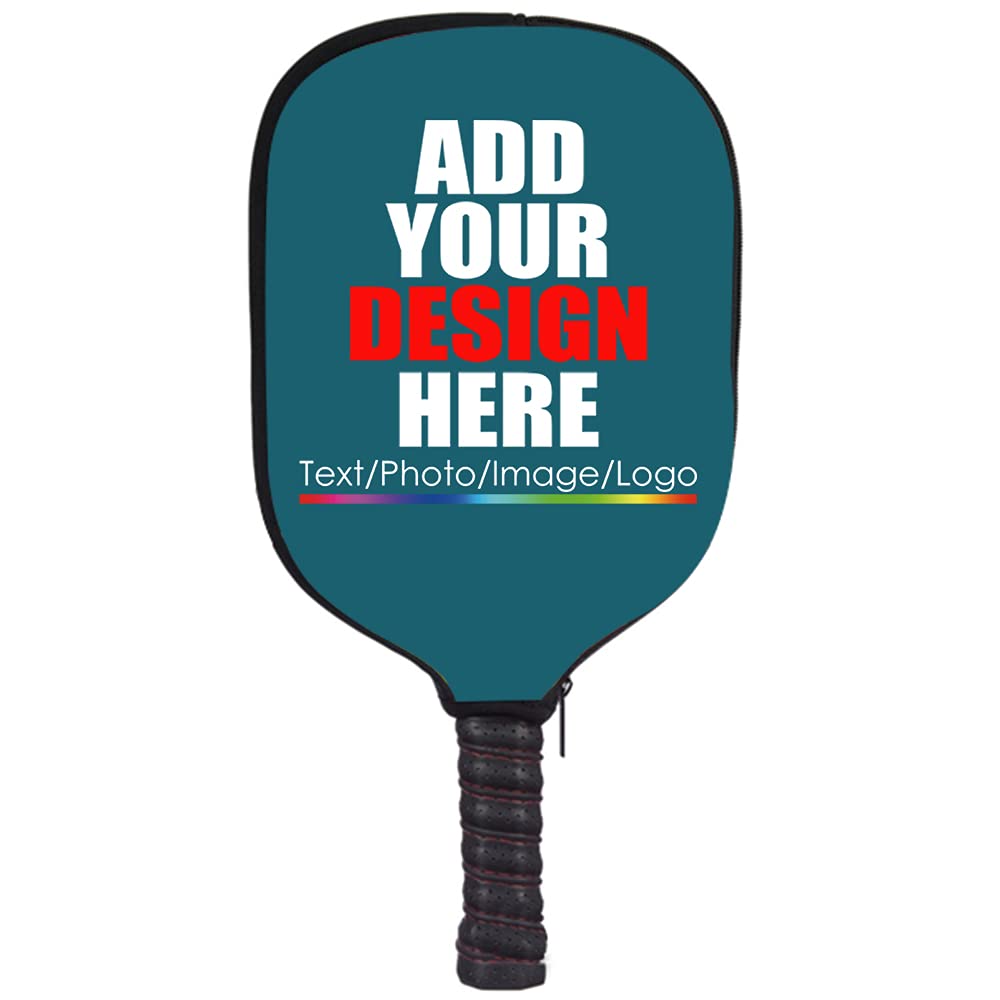 VROSELV Custom Pickleball Paddle Cover Personalized Racquets Cover Sleeve Add Your Image Photo Logo Fits Most Rackets 8.26"x11.62" Blue Green