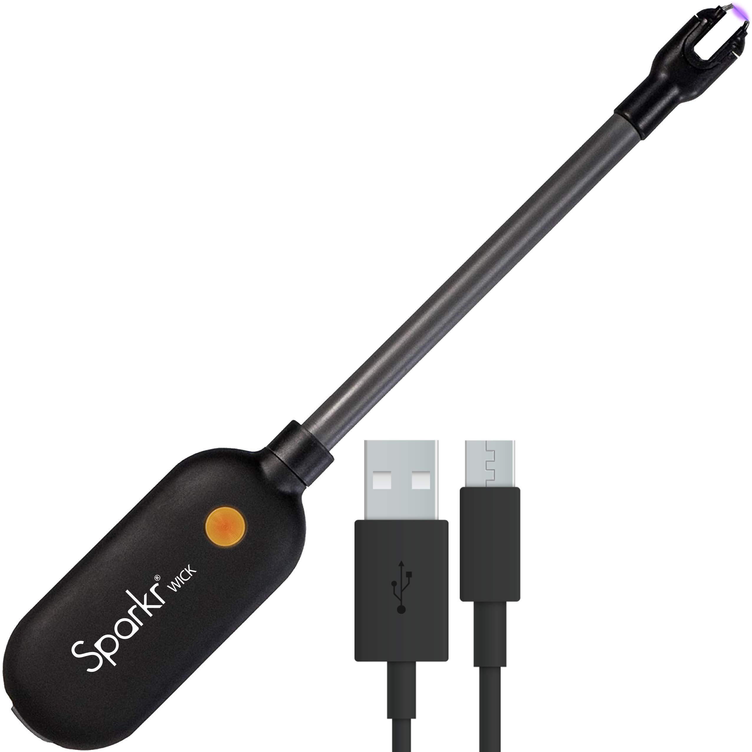 Power Practical Candle Lighter - Sparkr USB Rechargeable Electric Lighter w/Plasma Technology & Extra Long Wand, Flameless Lighters for Candles, Camping, & Cooking, Gold