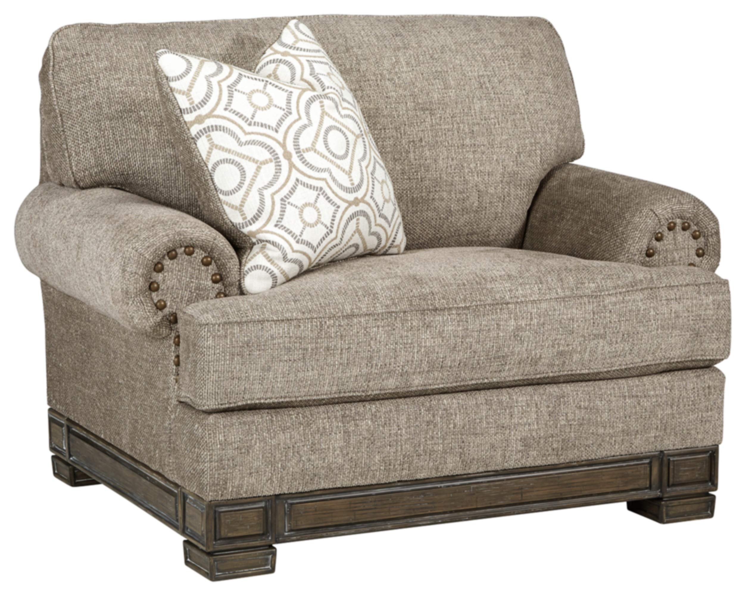 Signature Design by Ashley Einsgrove New Traditional Classic Chair and a Half with Nailhead Trim, Brown